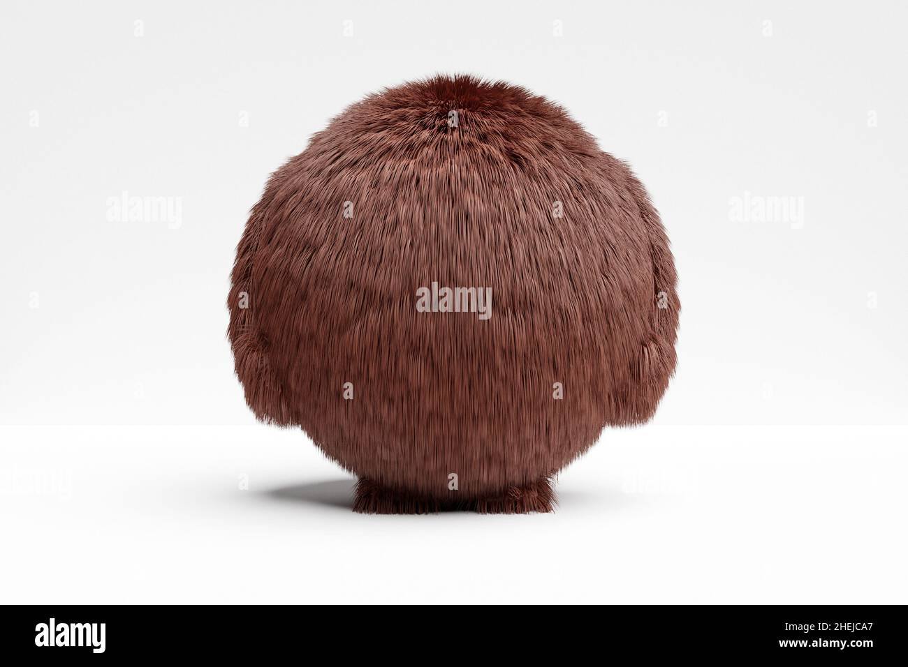3d illustration of funny brown fluffy ball monster on white isolated ...