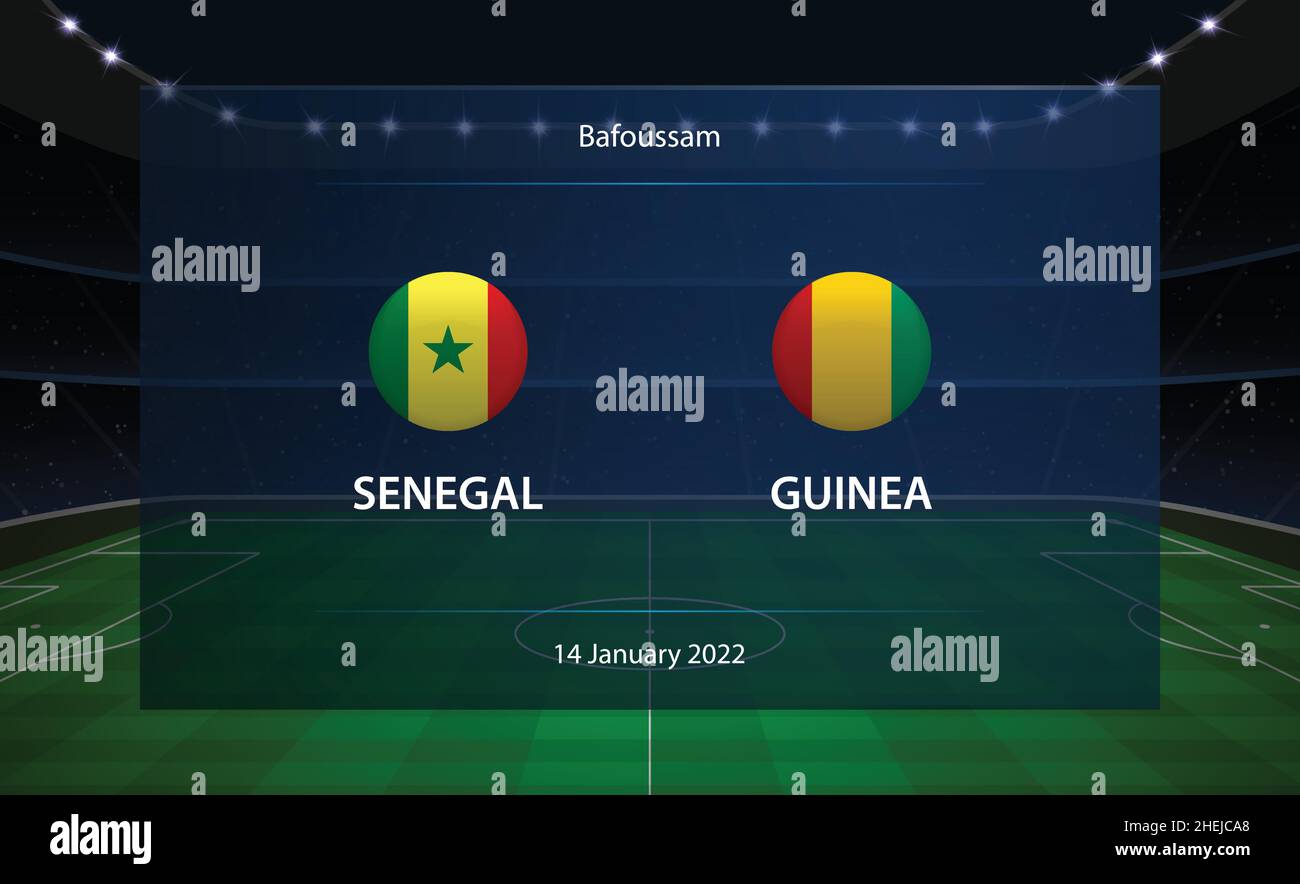 Senegal vs Guinea football scoreboard. Broadcast graphic soccer ...