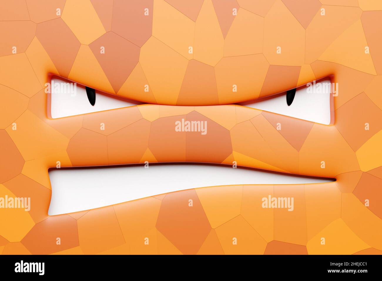 3D illustration of two evil eyes of different sizes and a frightening ...