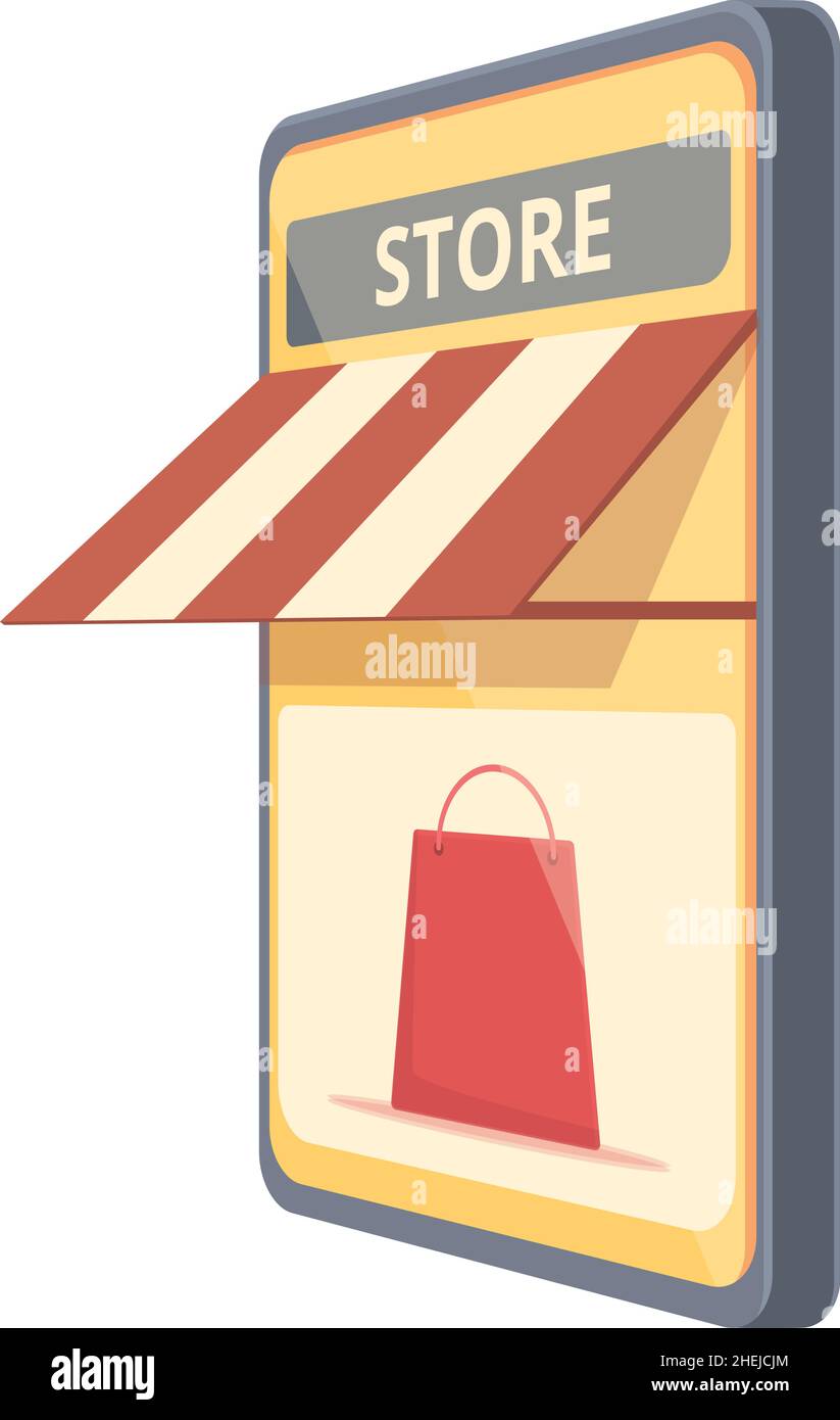 Smartphone store icon cartoon vector. Online shop. Discount box Stock ...