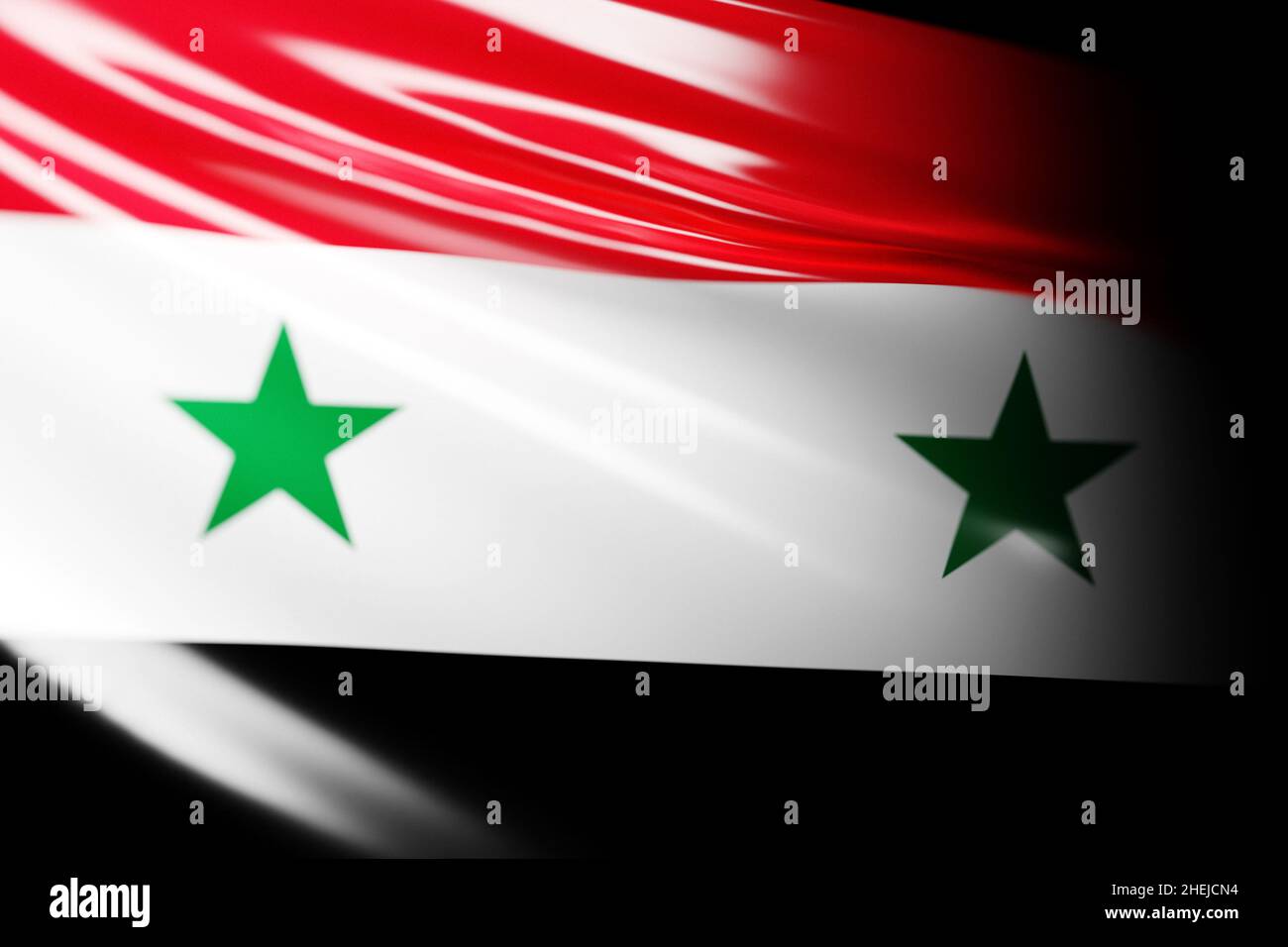 3D illustration of the national waving flag of Syria. Country symbol ...