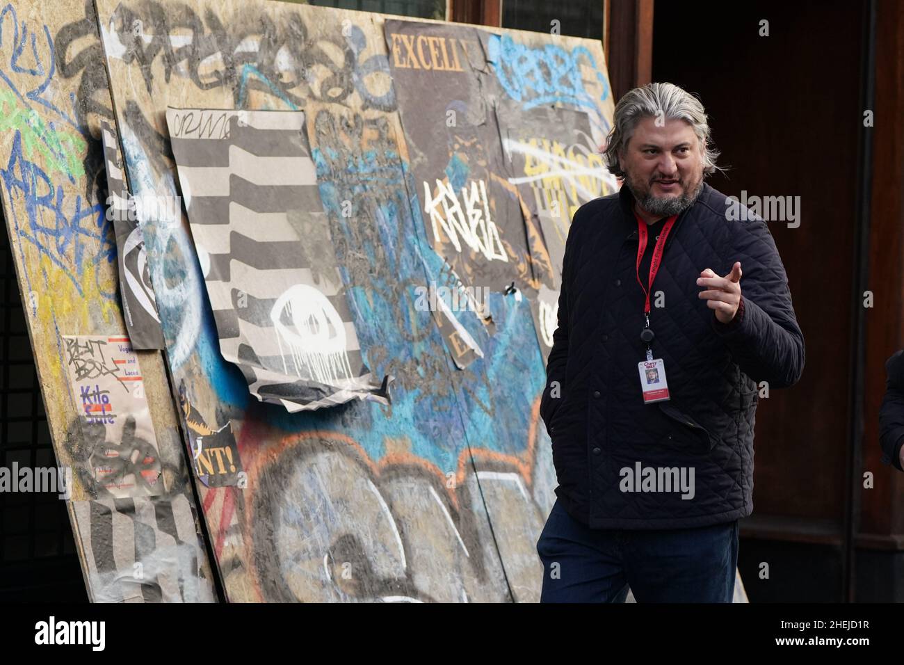 Production Designer Christopher Glass during a walk of the set ...