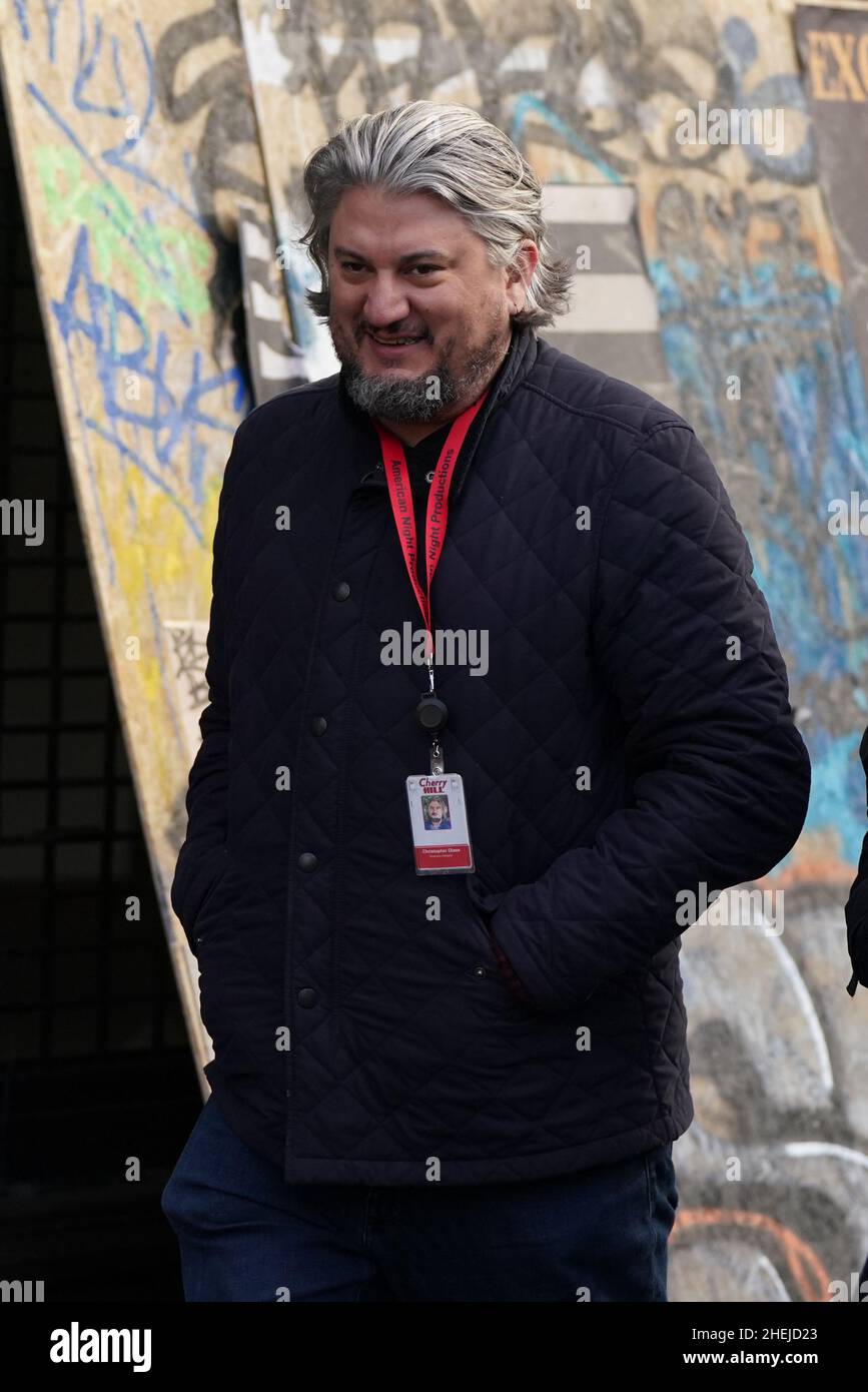 Production Designer Christopher Glass during a walk of the set ...