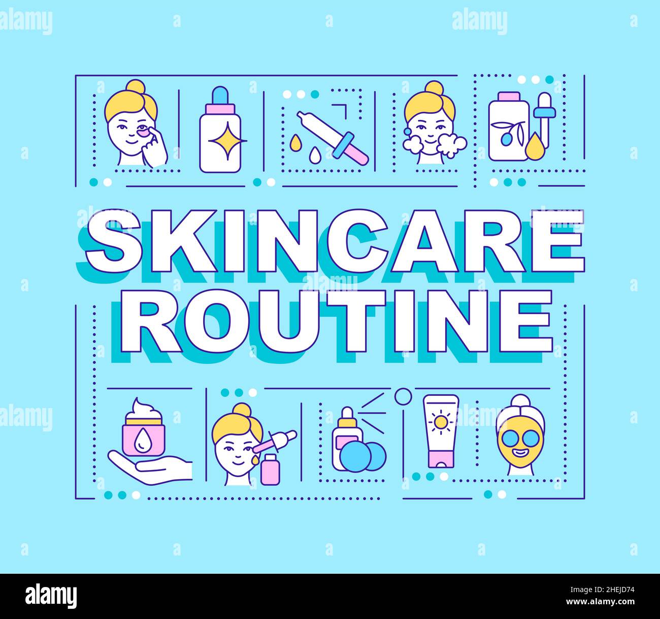 Skincare routine word concepts blue banner Stock Vector Image & Art - Alamy