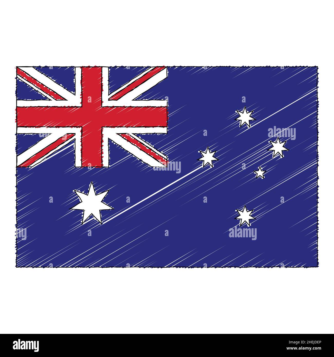 Hand drawn sketch flag of Australia. doodle style vector icon Stock ...