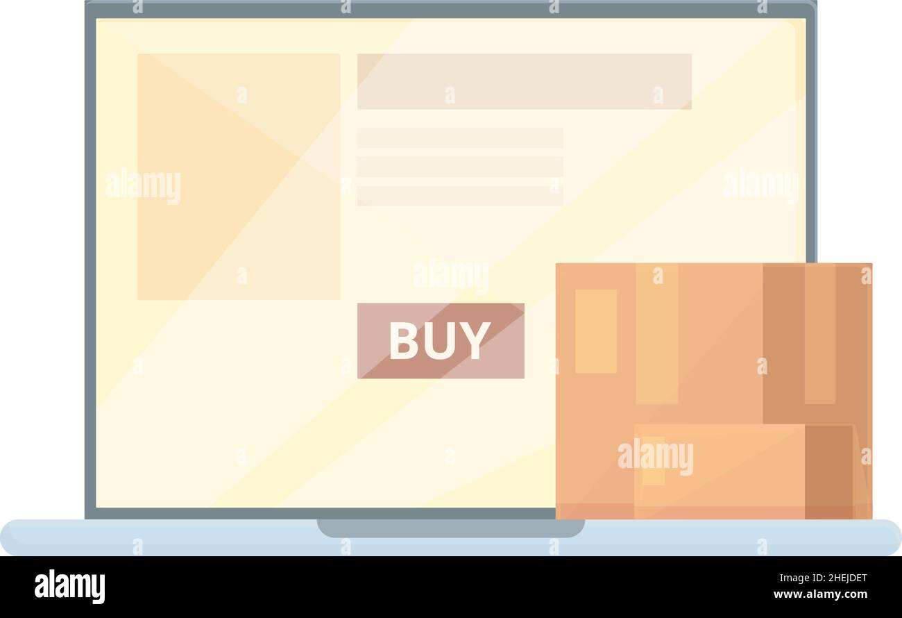 Online shop parcel icon cartoon vector. Mobile store. Business discount ...