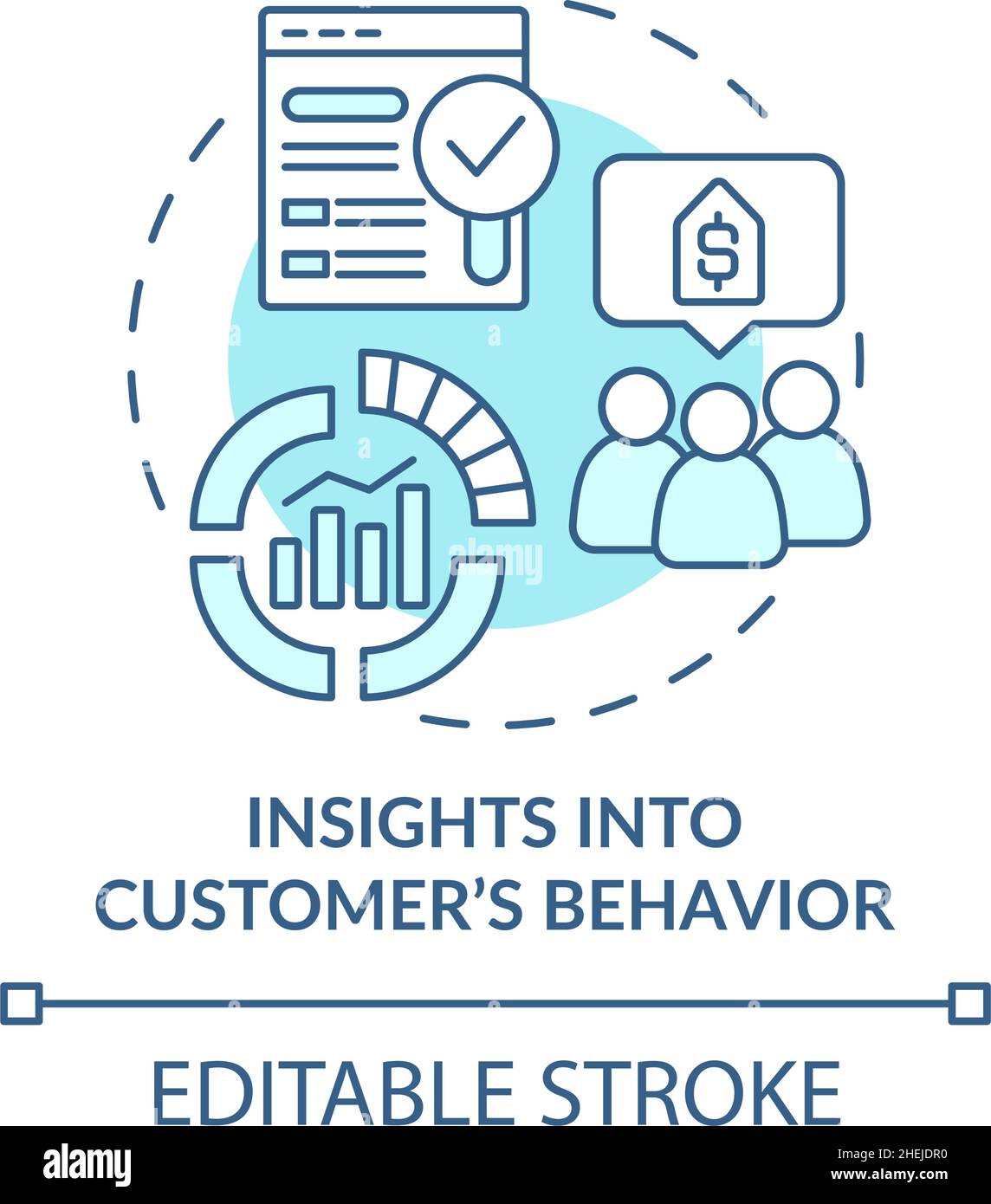 Insights into customer behavior turquoise concept icon Stock Vector ...