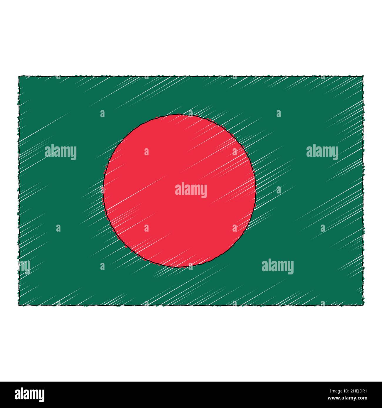 Hand drawn sketch flag of Bangladesh. Doodle style vector icon Stock ...