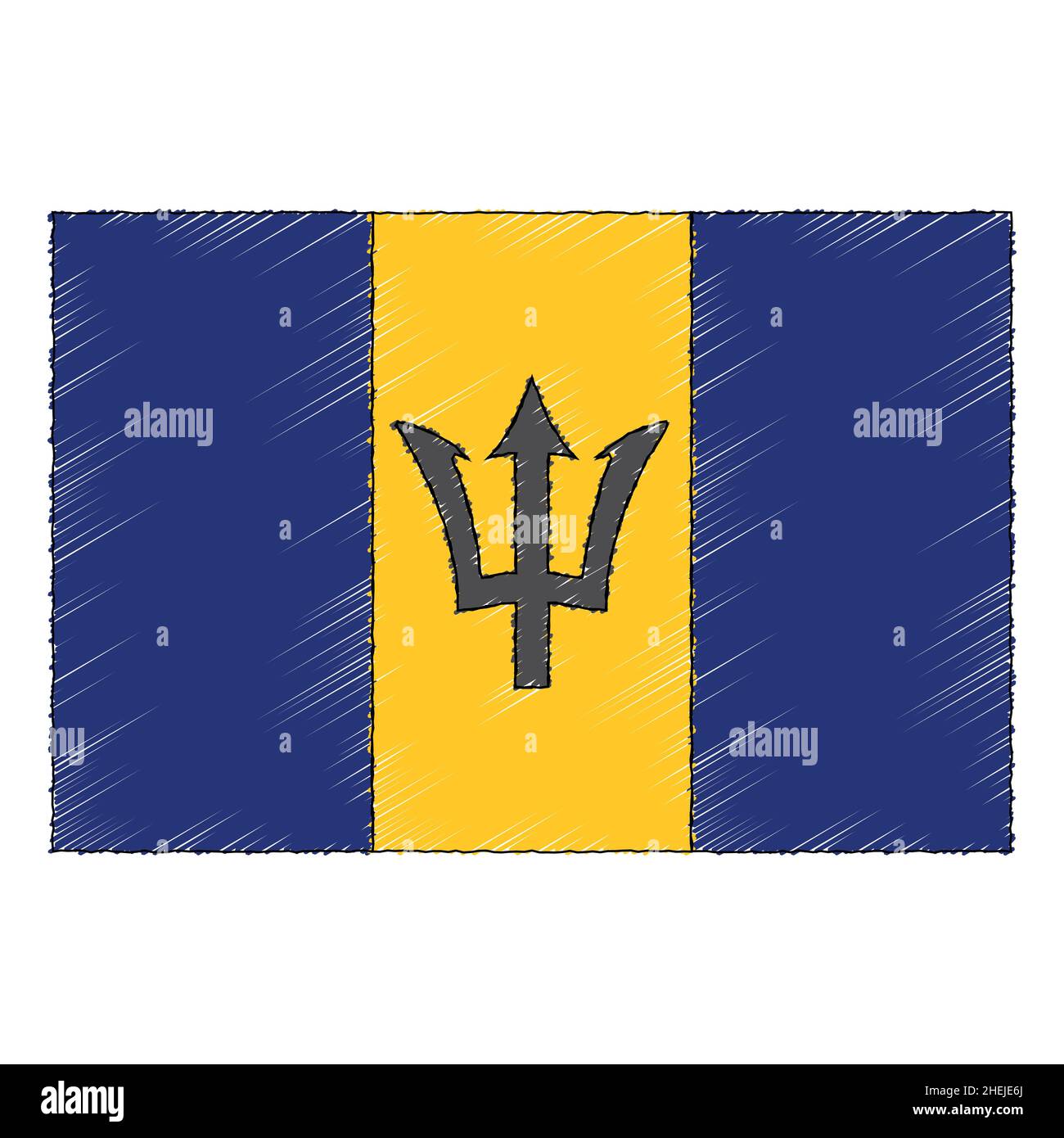 Hand drawn sketch flag of Barbados. doodle style vector icon Stock ...