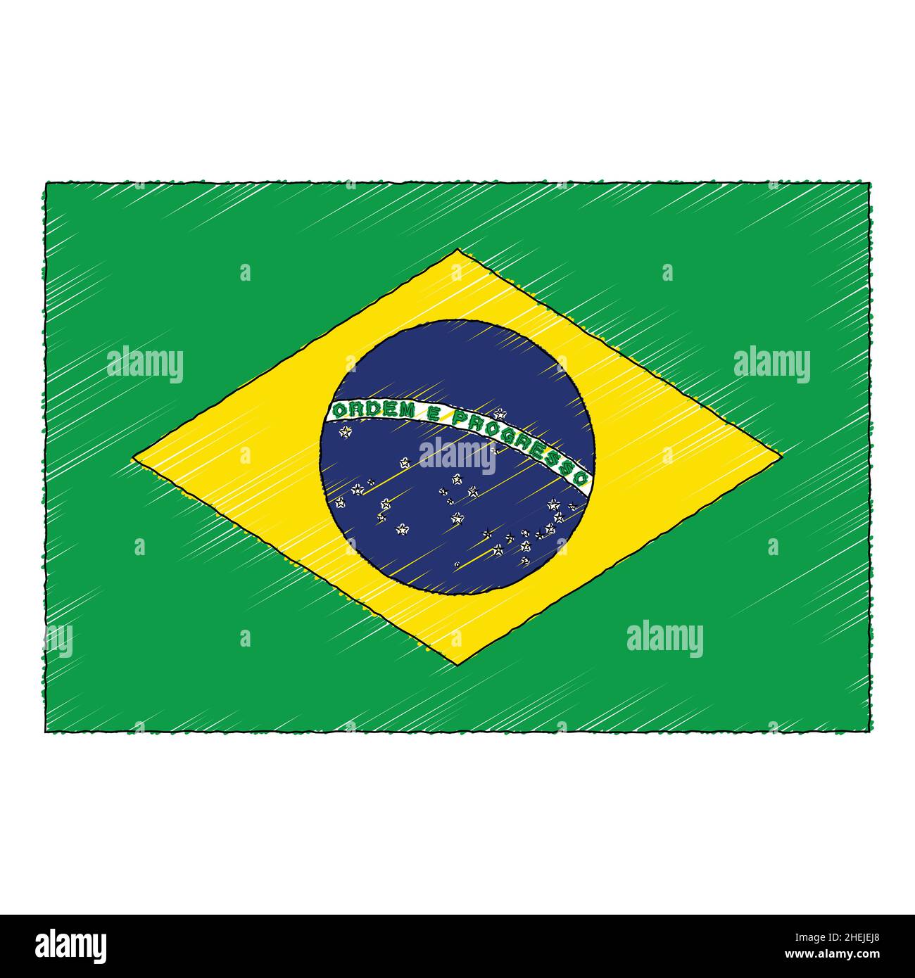 Hand drawn sketch flag of Brazil. doodle style vector icon Stock Vector ...