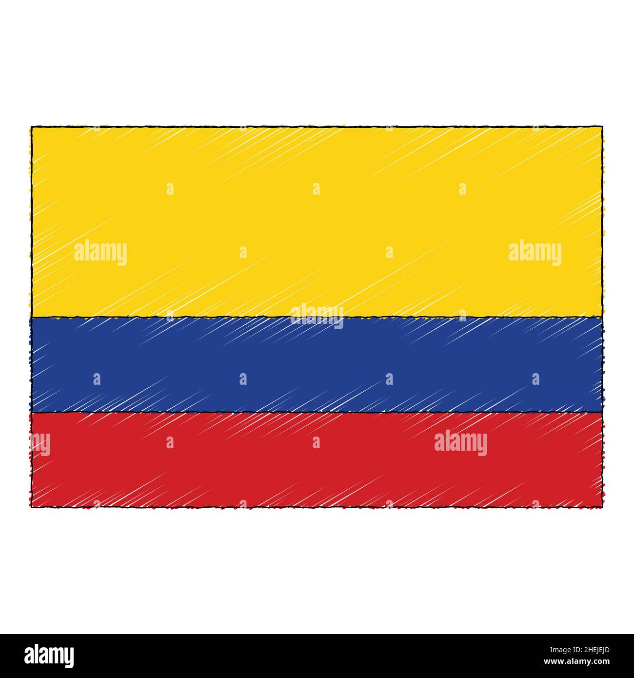Hand drawn sketch flag of Colombia. doodle style vector icon Stock ...