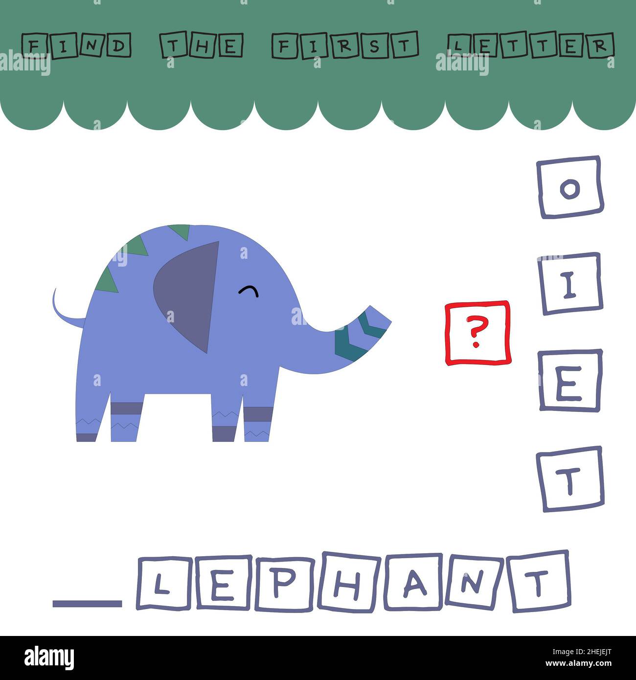 Find the first letter of the word ELEPHANT and connect. Educational ...