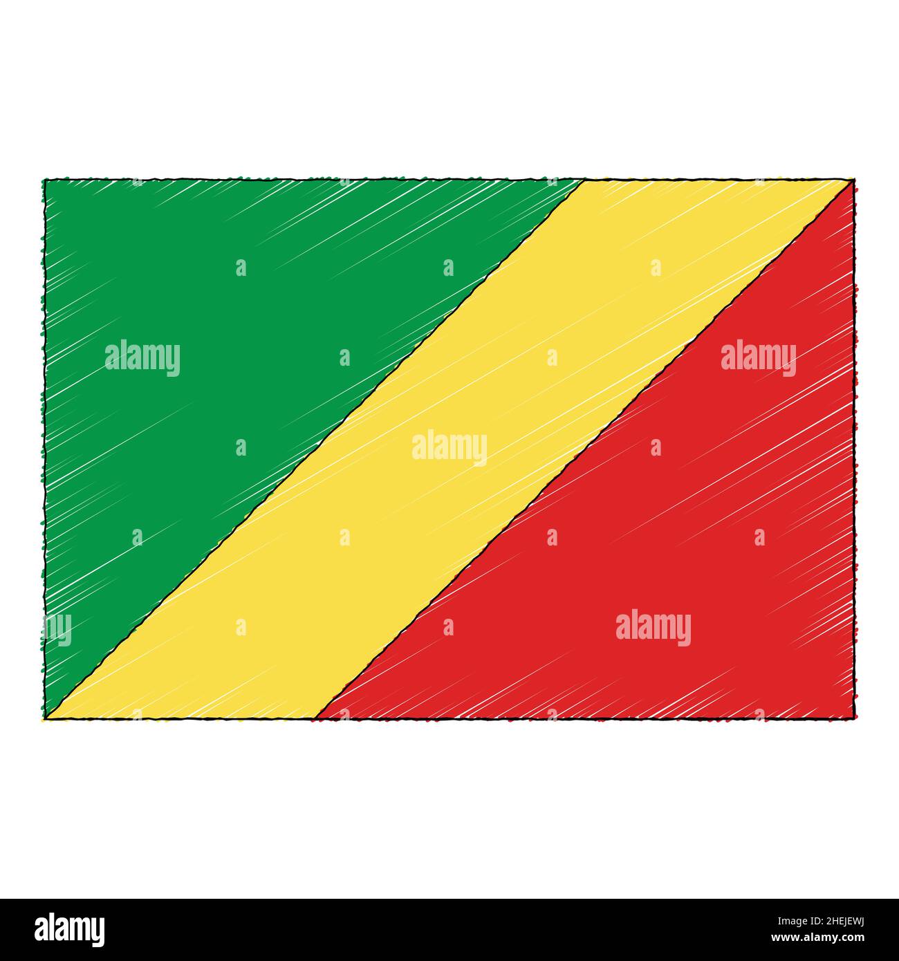 Hand drawn sketch flag of Congo. doodle style vector icon Stock Vector ...