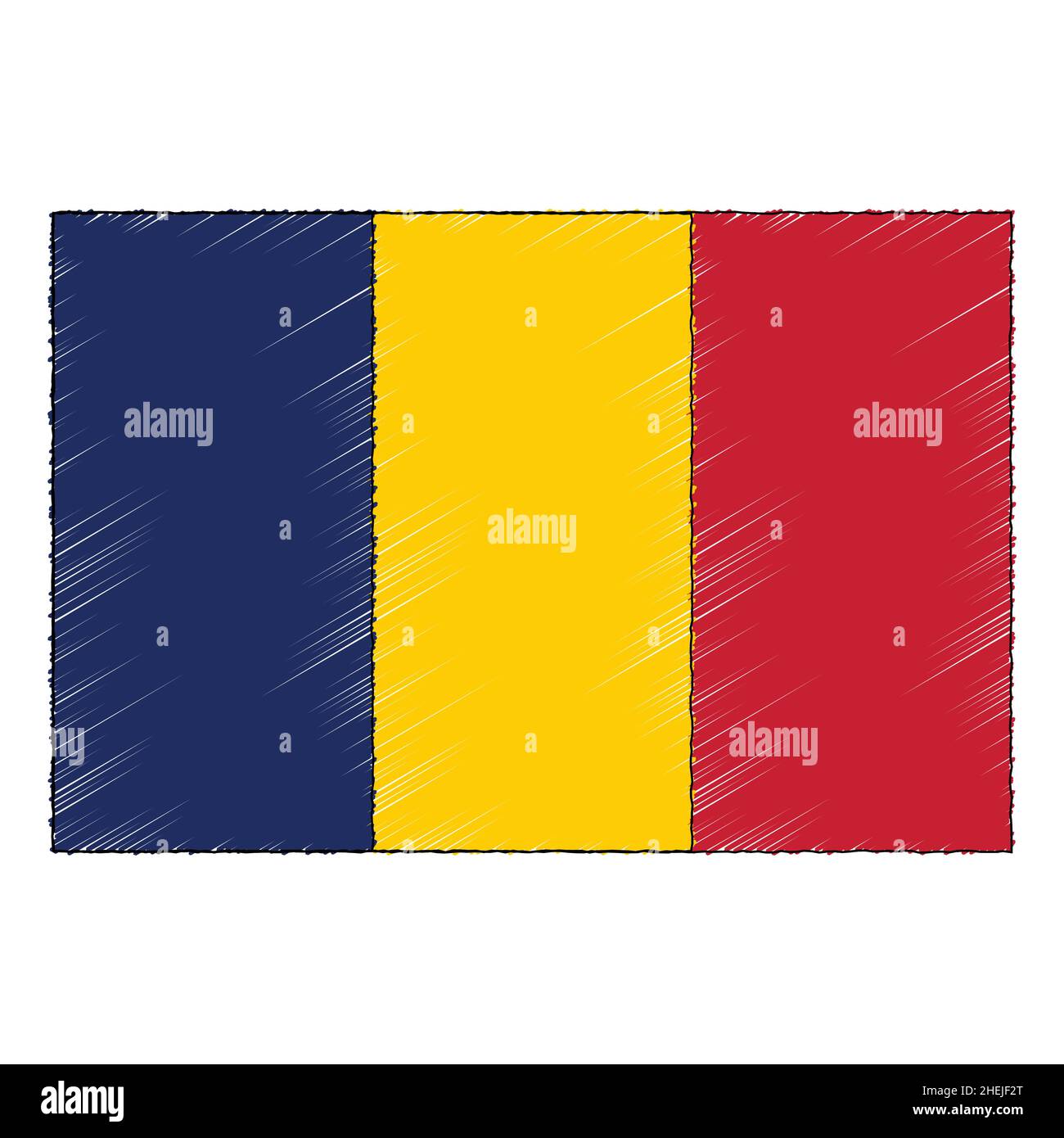 Hand drawn sketch flag of Chad. doodle style vector icon Stock Vector ...