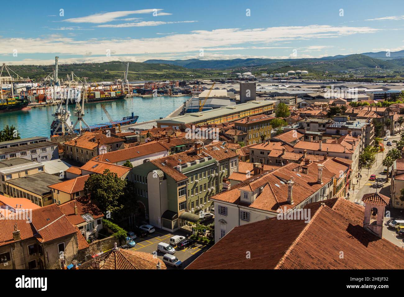KOPER, SLOVENIA - MAY 16, 2019: Aerial view of Koper with its harbor ...
