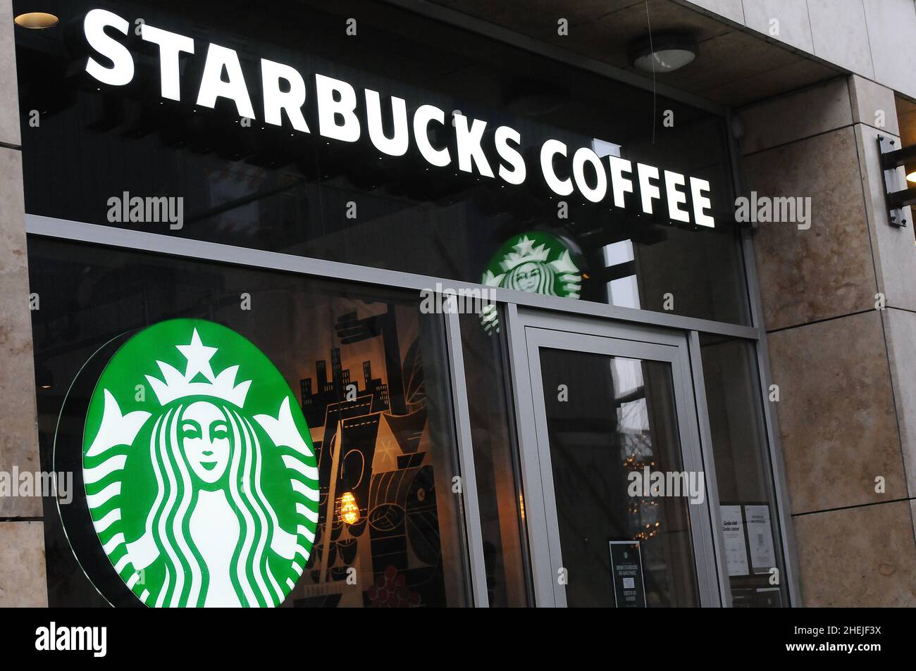 Copenhagen/Denmark./11 Januaryr 2022/ Seattle chain starbucks coffee ...