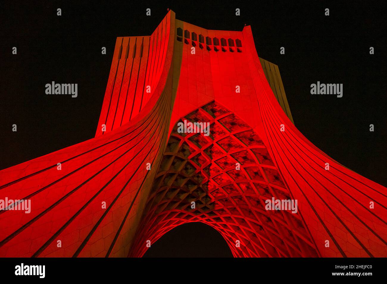 Illuminated evening view of Azadi Tower (Freedom Tower) is a monument ...