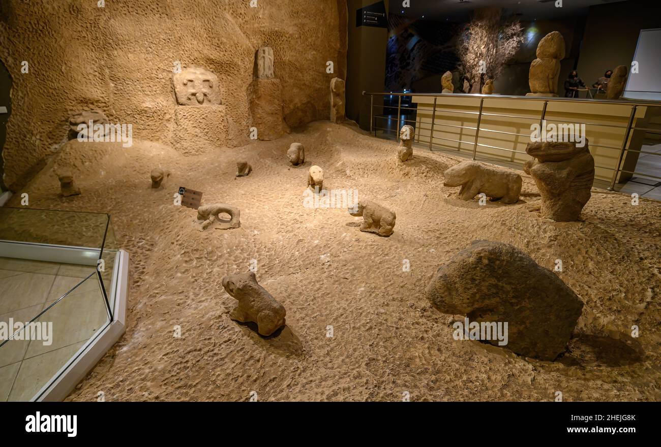 Sanliurfa, Turkey. Interior and artefacts of the archaeological museum ...