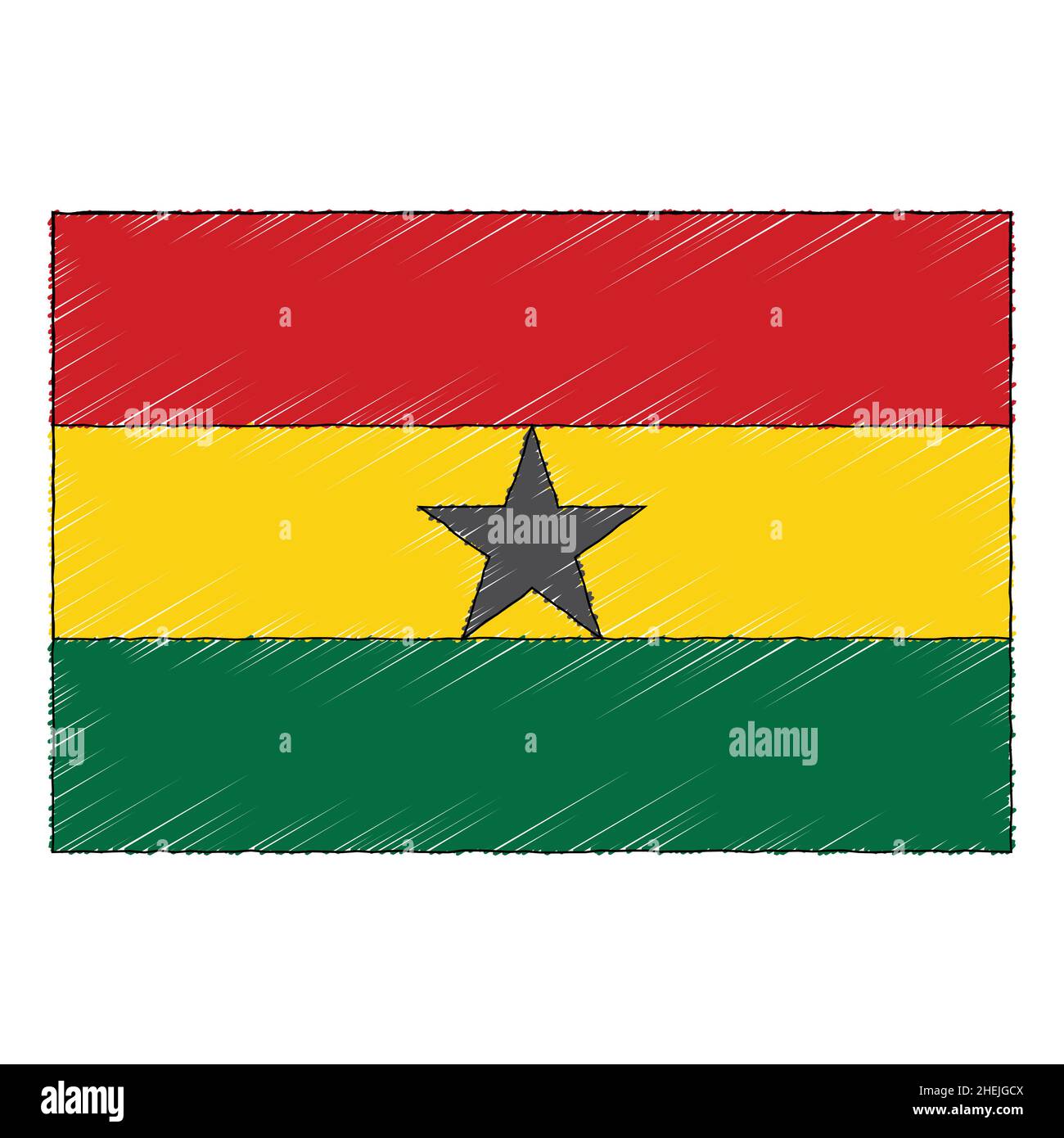 Hand drawn sketch flag of Ghana. doodle style vector icon Stock Vector ...