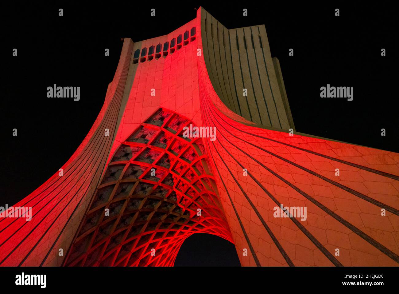 Illuminated evening view of Azadi Tower (Freedom Tower) is a monument ...