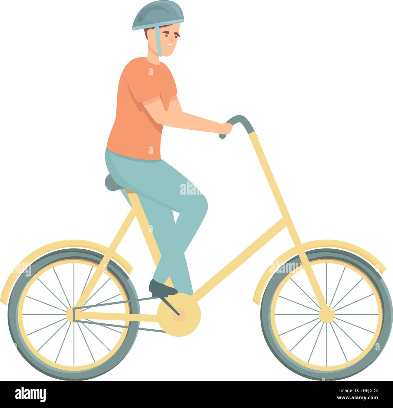 Active teenager on bicycle icon cartoon vector. Sport cycle. Happy ...