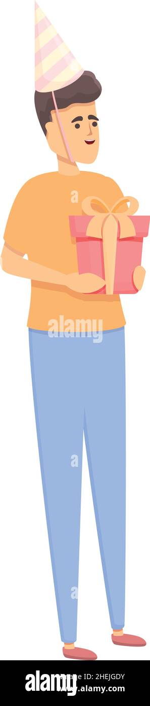Dad with gift icon cartoon vector. Daddy birthday. Happy father Stock ...