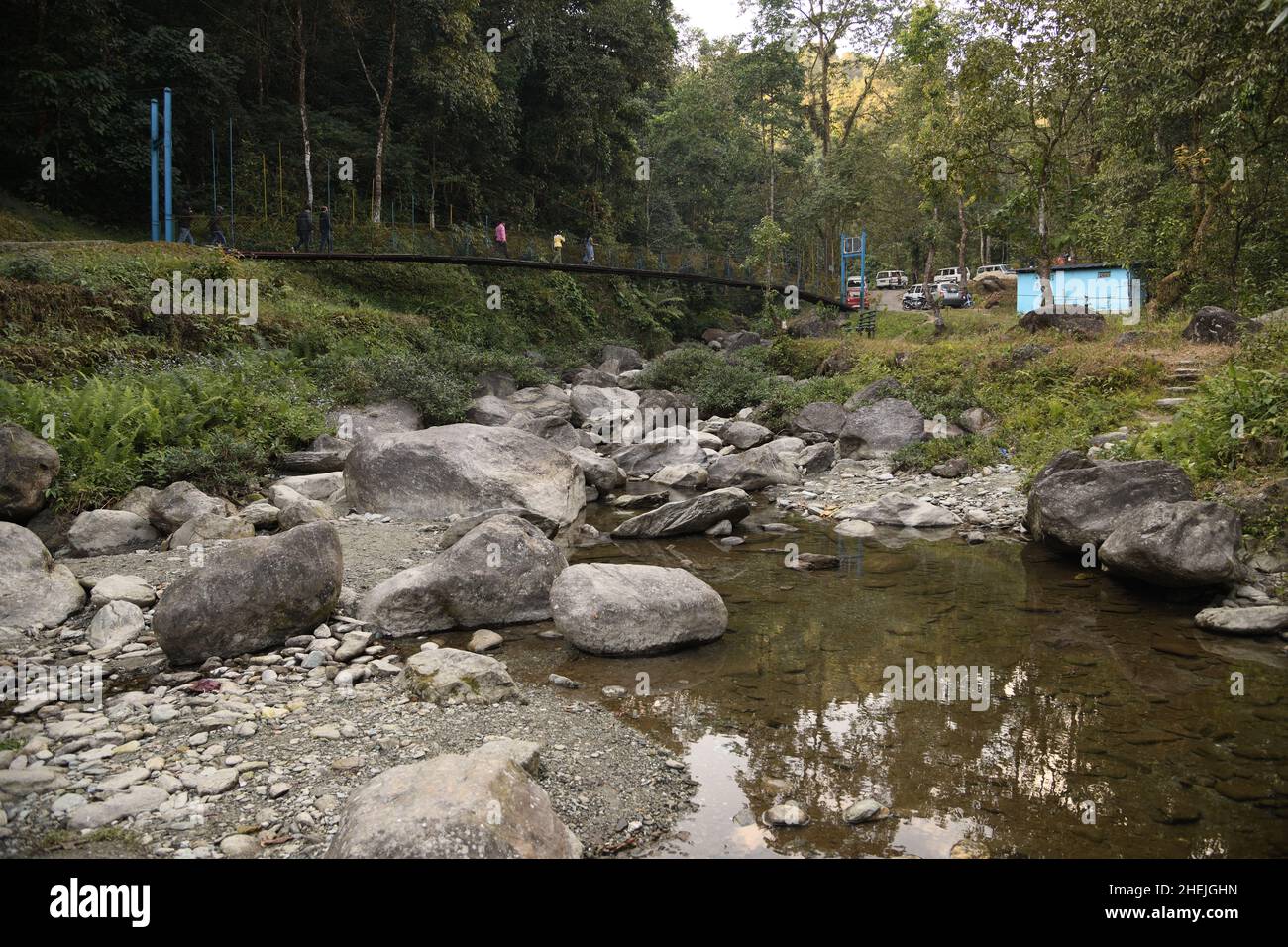 Suntaley Khola hanging bridge at Samsing in Kalimpong district of West ...
