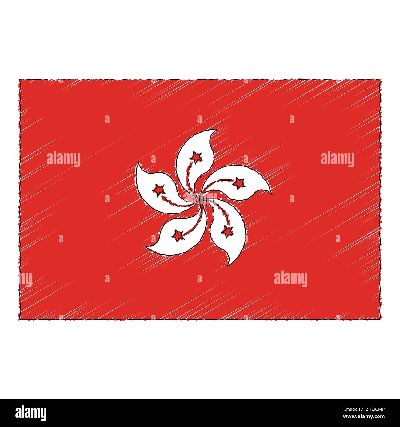 Hand drawn sketch flag of Hong Kong. Doodle style vector icon Stock ...