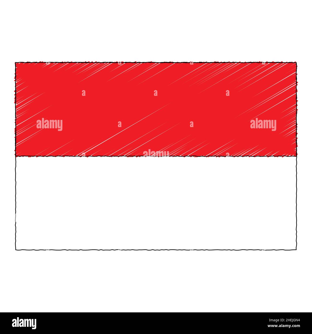 Hand drawn sketch flag of Indonesia. Doodle style vector icon Stock ...
