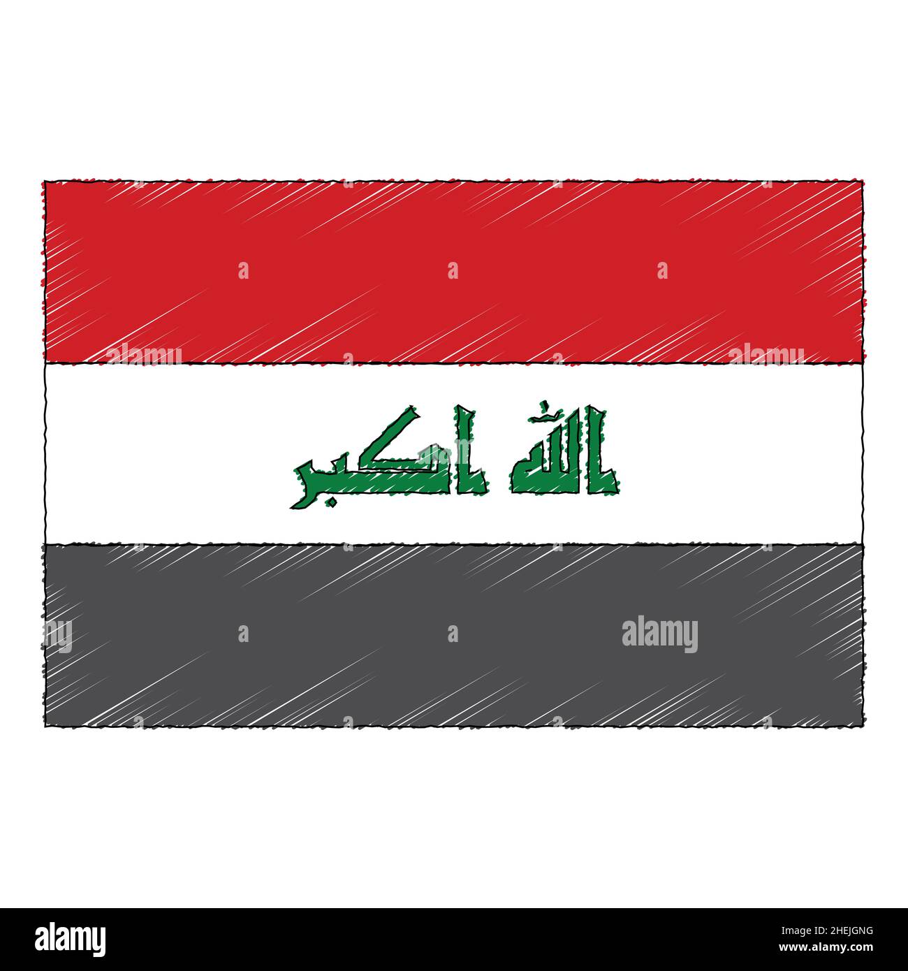 Hand drawn sketch flag of Iraq. Doodle style vector icon Stock Vector ...