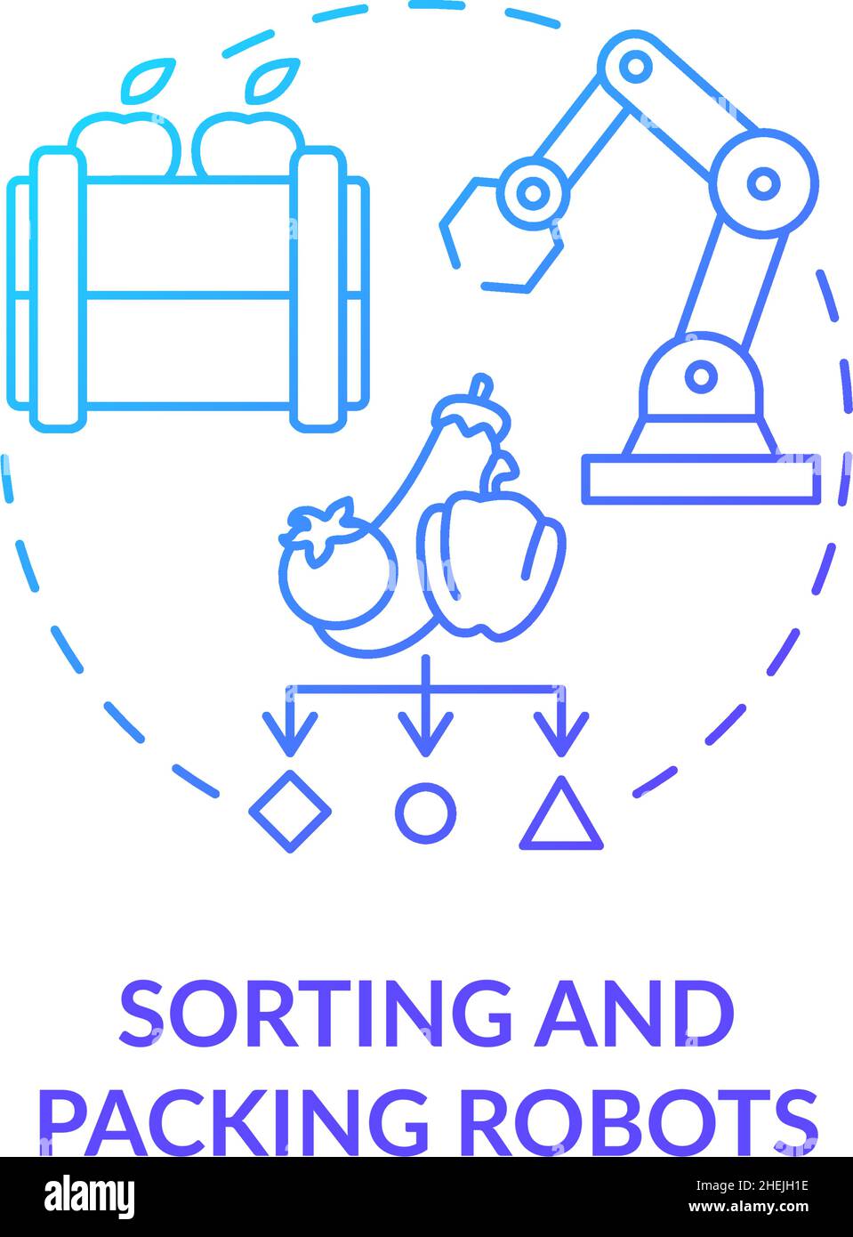 Sorting and packing robots blue gradient concept icon Stock Vector ...