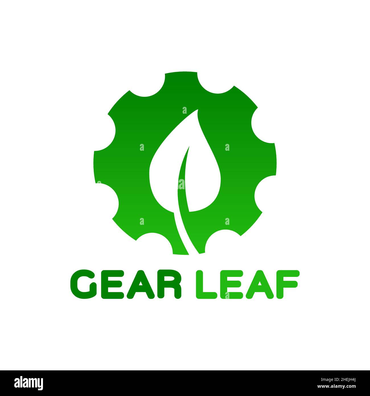 Green gear with a white leaf. Green industry logo. Ecological friendly ...