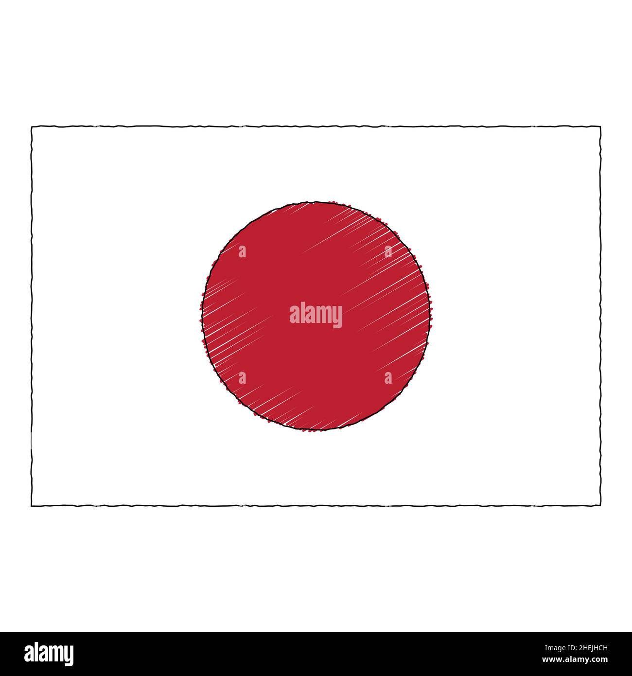 Hand drawn sketch flag of Japan. Doodle style vector icon Stock Vector ...
