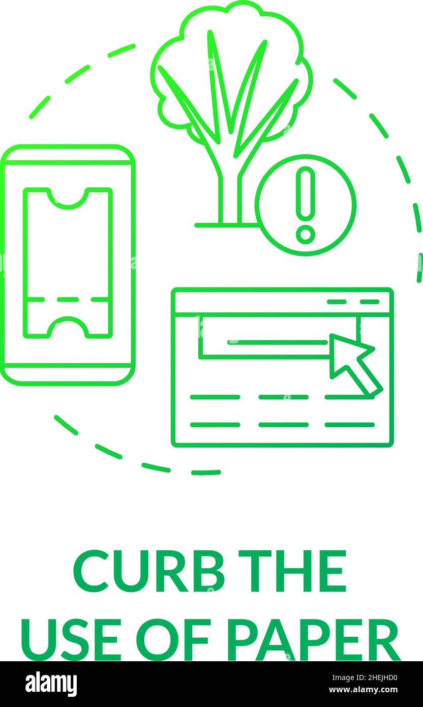 Curb use of paper green gradient concept icon Stock Vector Image & Art ...