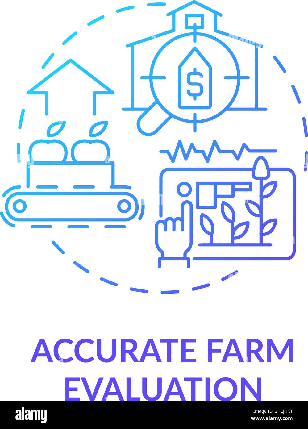 Accurate farm evaluation blue gradient concept icon Stock Vector Image ...