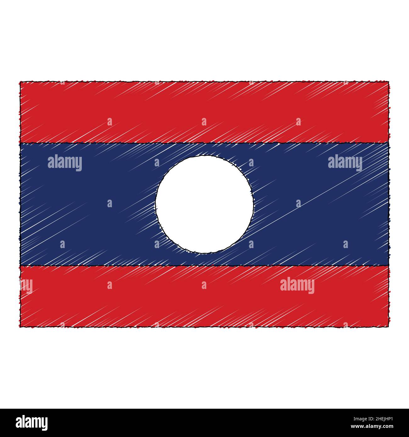 Hand drawn sketch flag of Laos. Doodle style vector icon Stock Vector ...