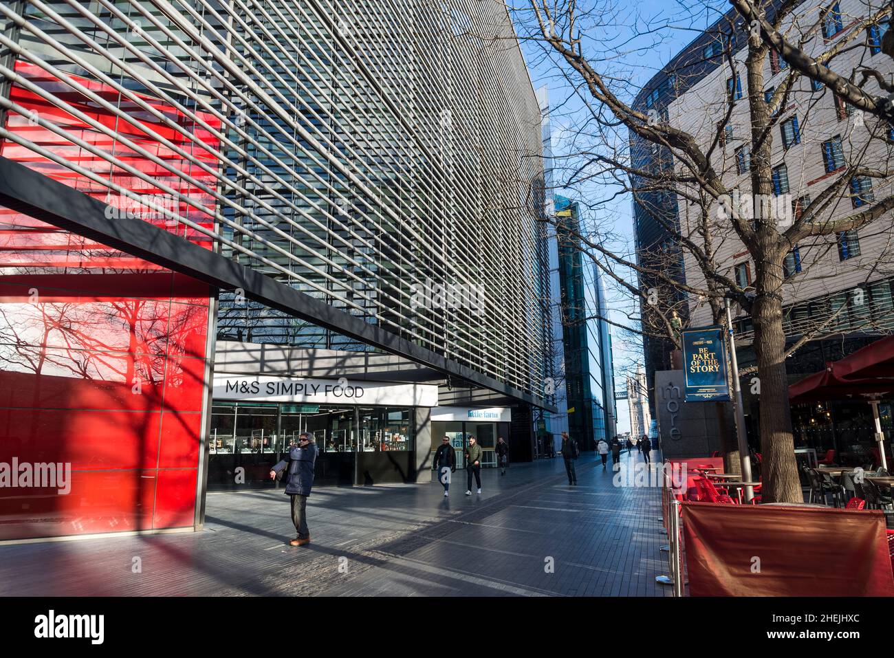 New business centre in Morgan's Lane with red coloured 6 More London ...