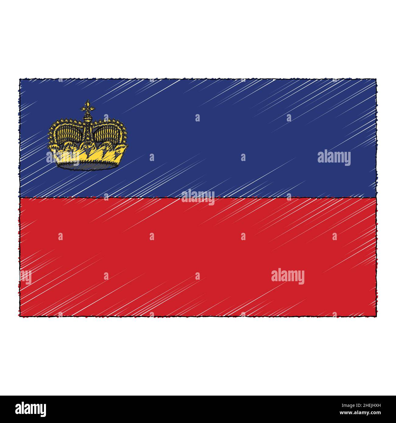 Hand drawn sketch flag of Liechtenstein. doodle style vector icon Stock ...