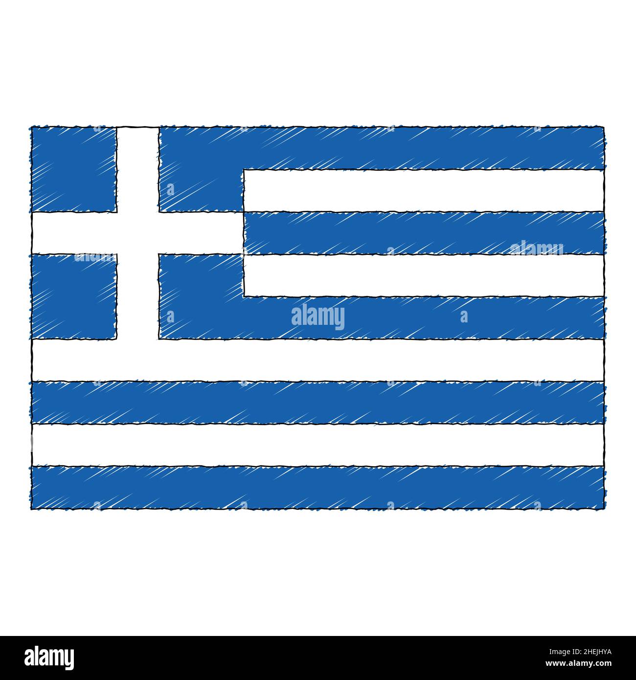 Hand drawn sketch flag of Greece. doodle style vector icon Stock Vector ...