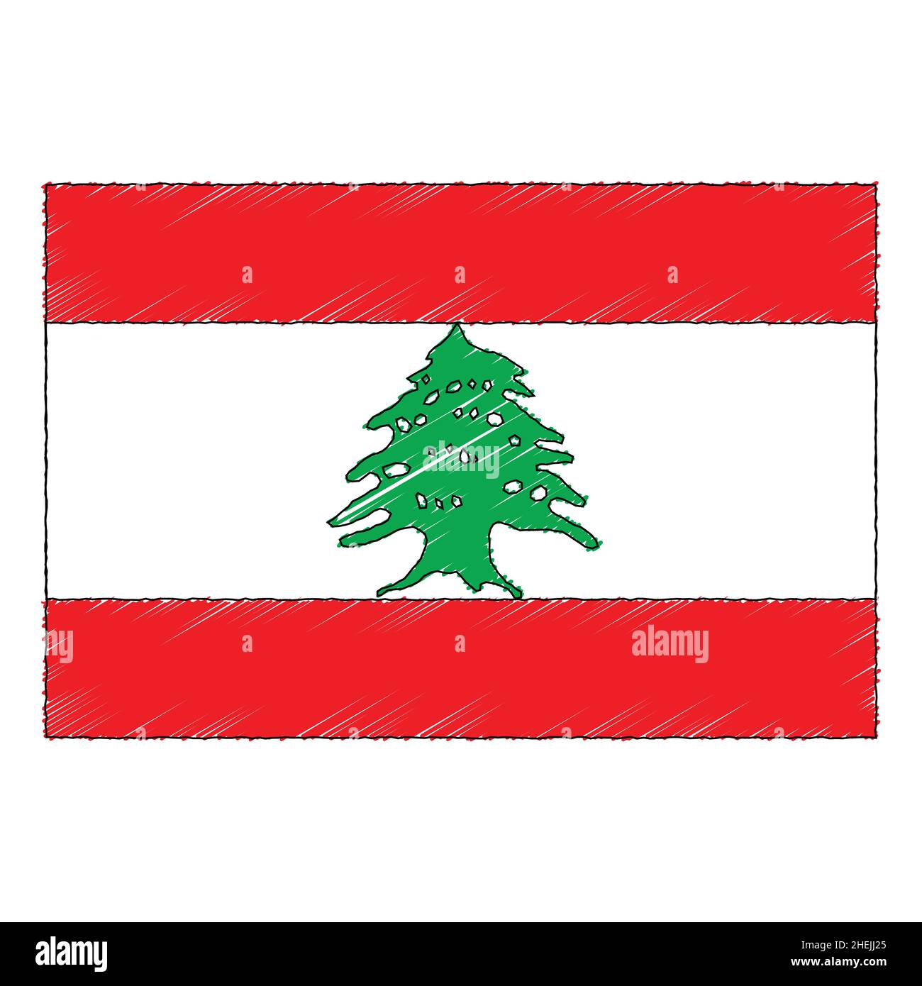 Hand drawn sketch flag of Lebanon. Doodle style vector icon Stock ...