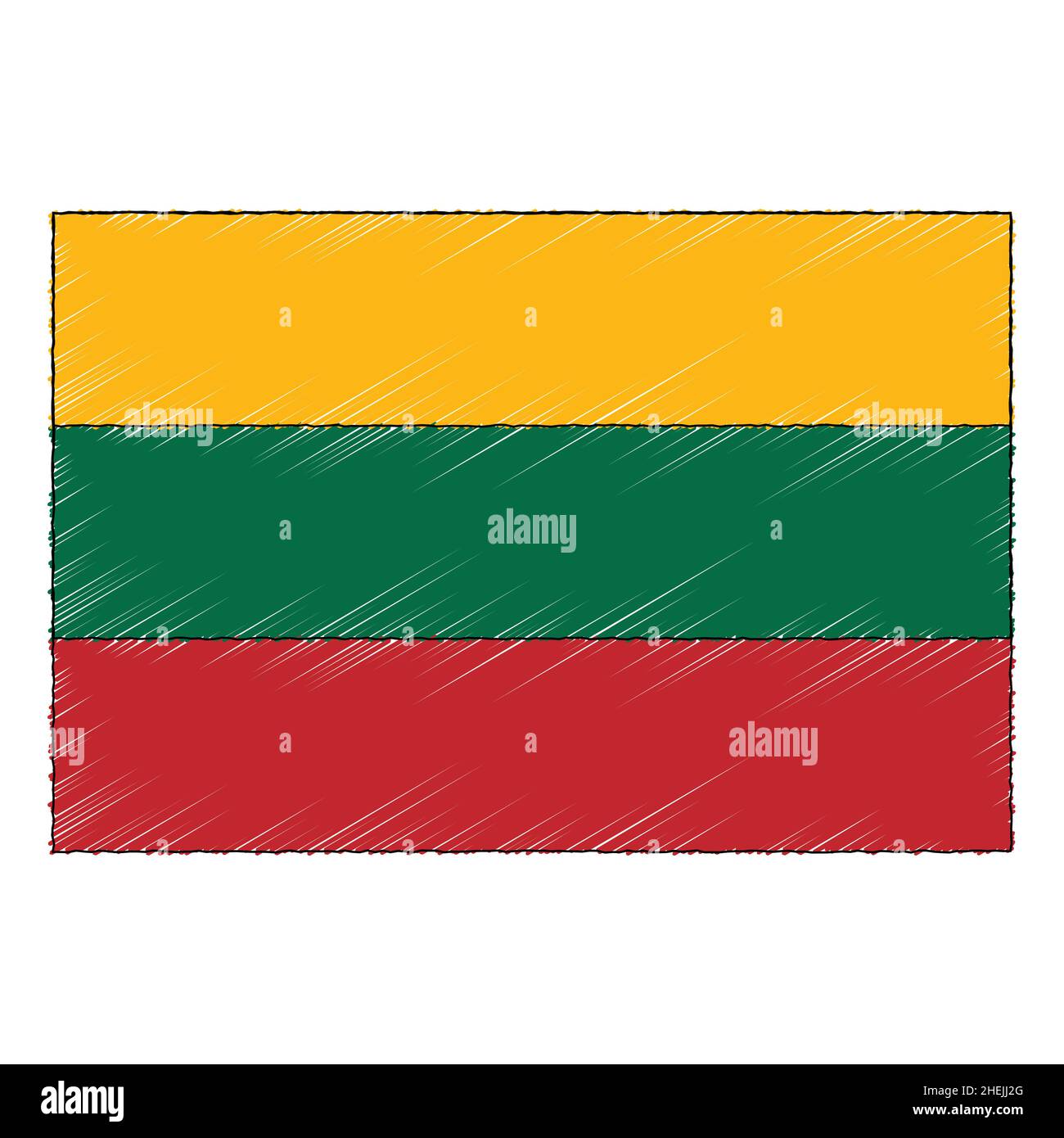 Hand drawn sketch flag of Lithuania. doodle style vector icon Stock ...