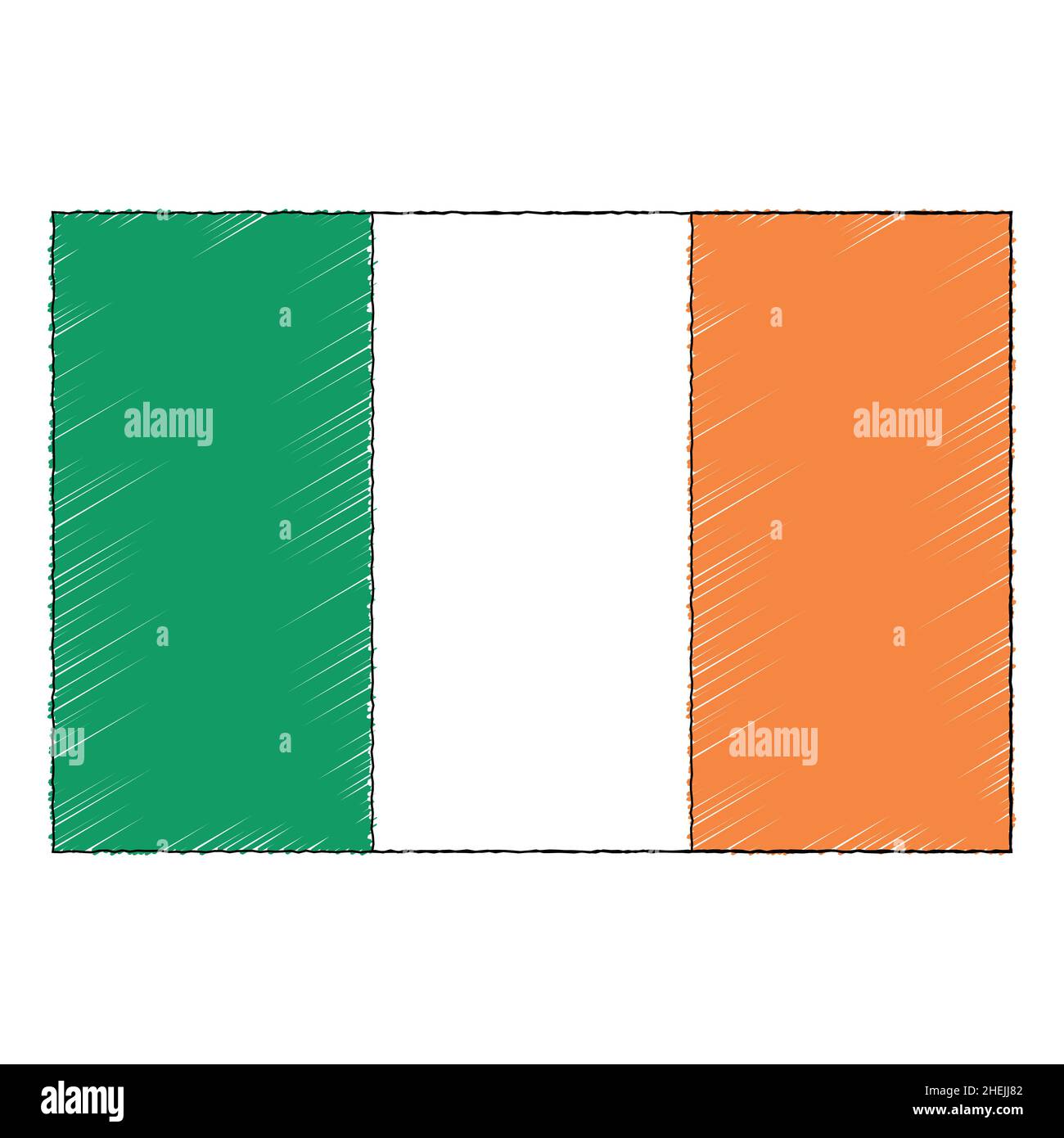 Hand drawn sketch flag of Ireland. doodle style vector icon Stock ...