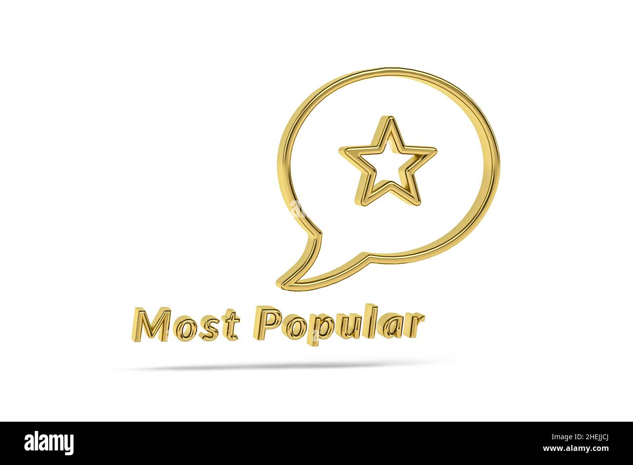 Golden 3D icon of title: "Most Popular" - isolated on white background ...