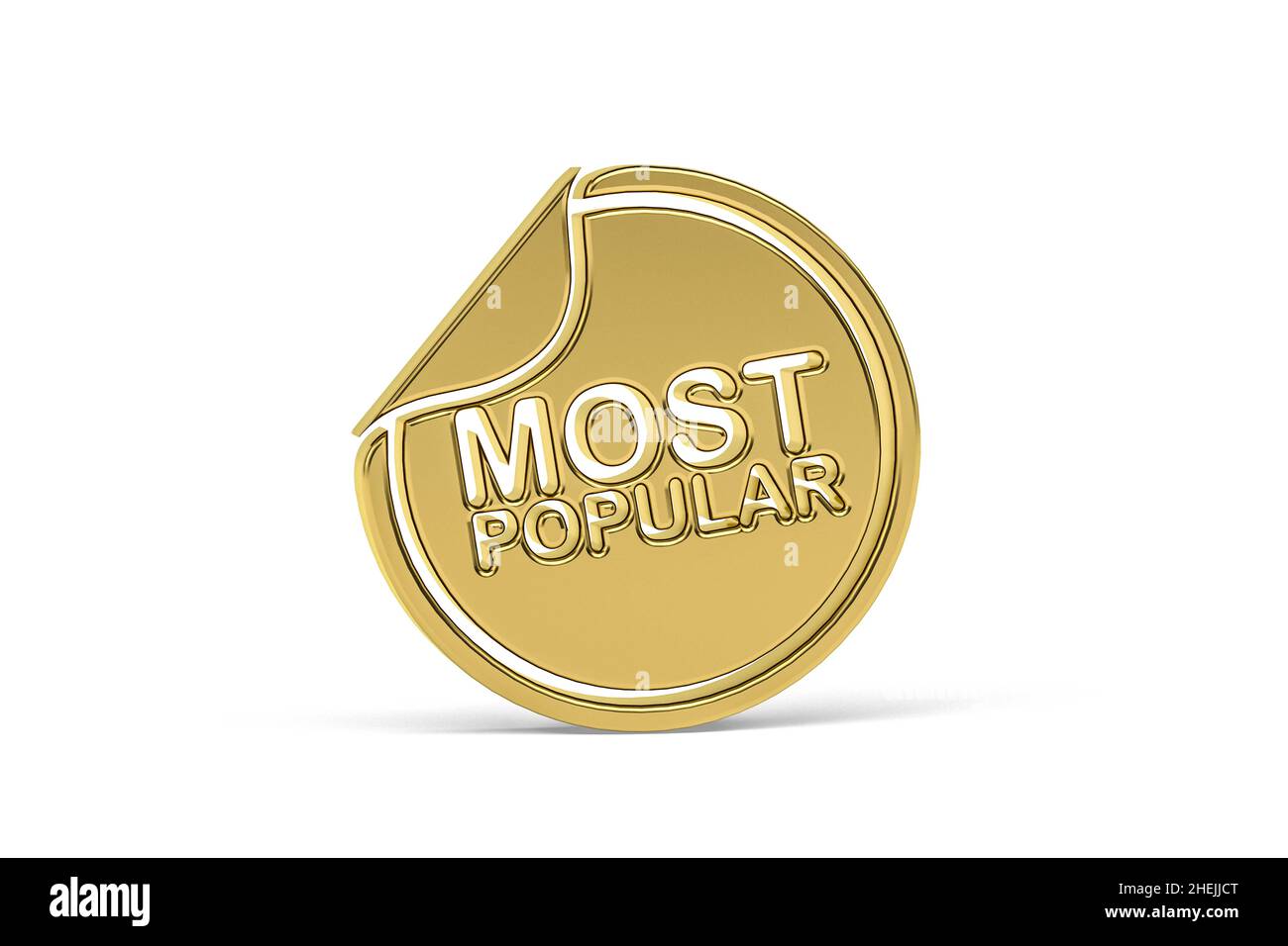 Golden 3D icon of title: "Most Popular" - isolated on white background ...