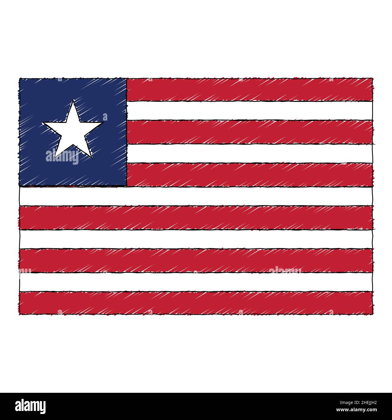 Hand drawn sketch flag of Liberia. doodle style vector icon Stock ...