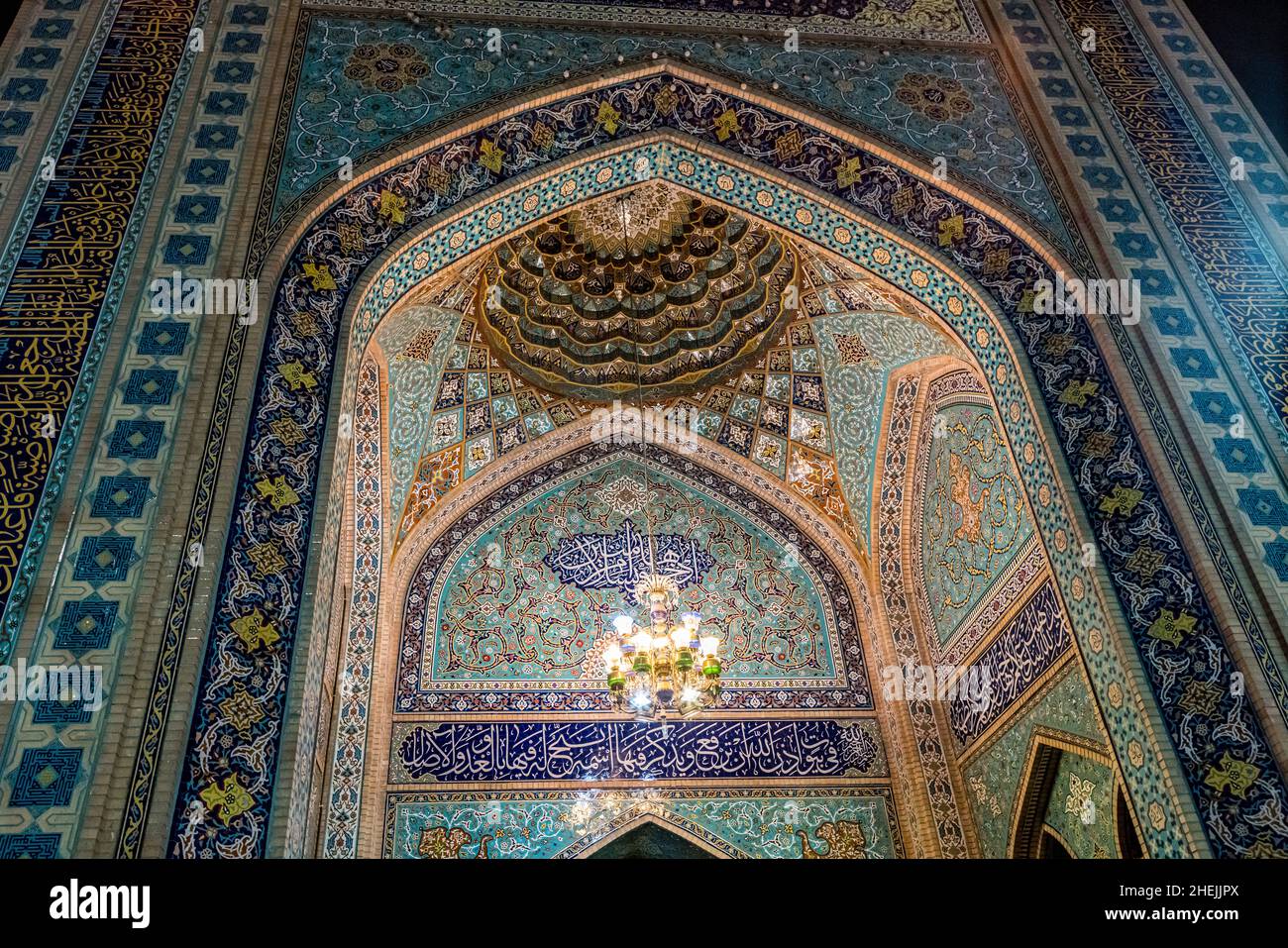 Imamzadeh Saleh mosque, at night, in the northern Shemiran district of ...