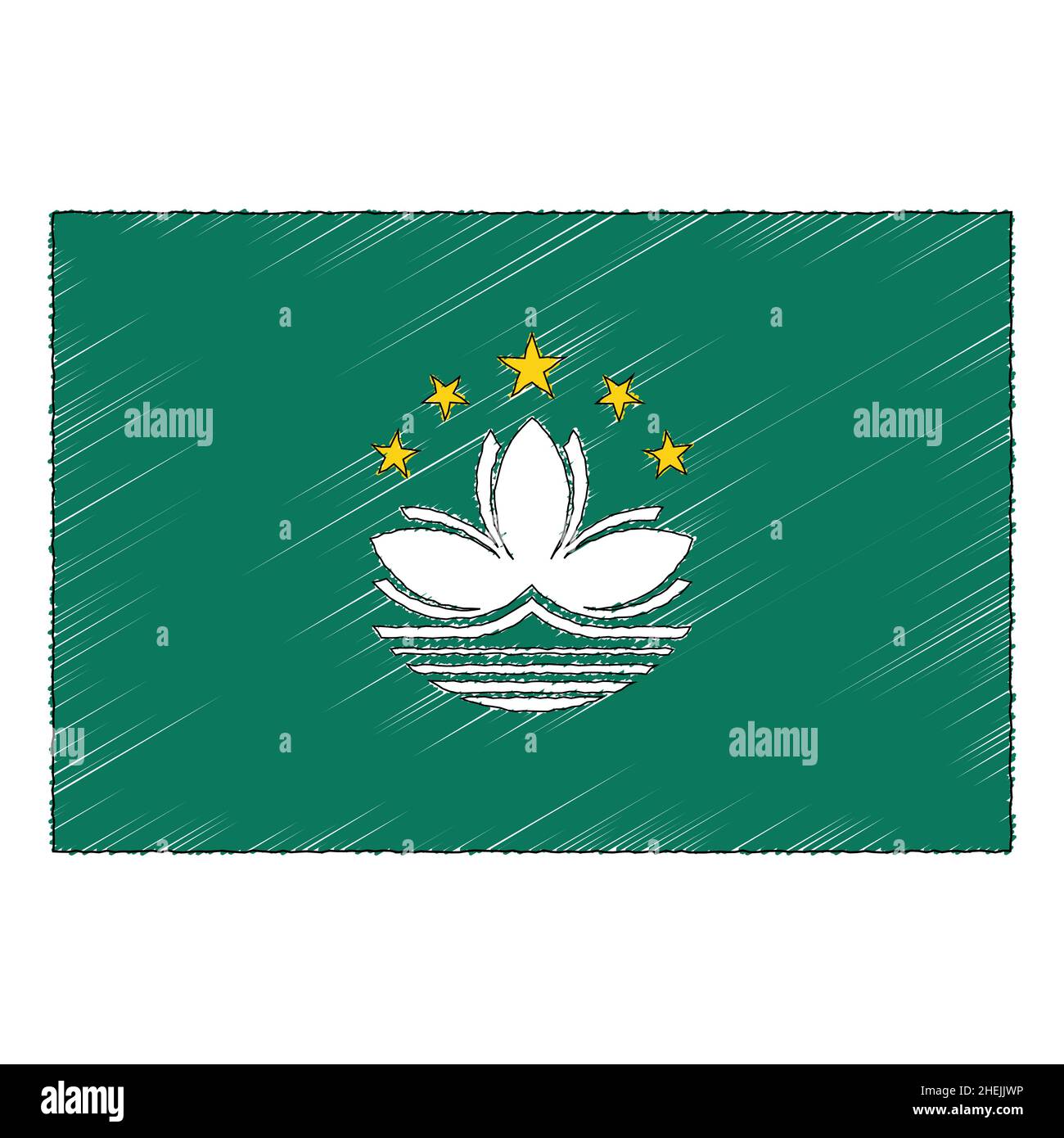 Hand drawn sketch flag of Macau. Doodle style vector icon Stock Vector ...