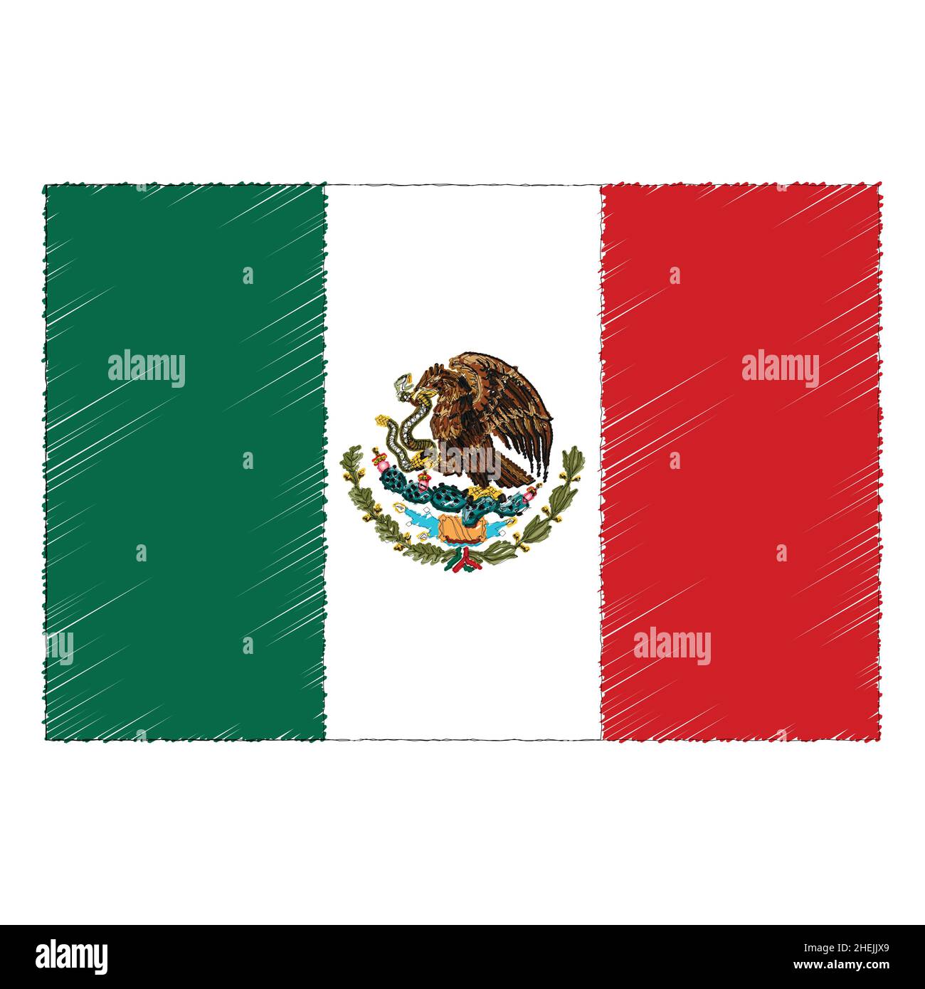 Hand drawn sketch flag of Mexico. doodle style vector icon Stock Vector ...