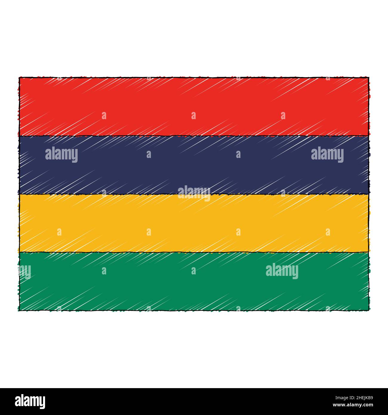 Hand drawn sketch flag of Mauritius. doodle style vector icon Stock ...