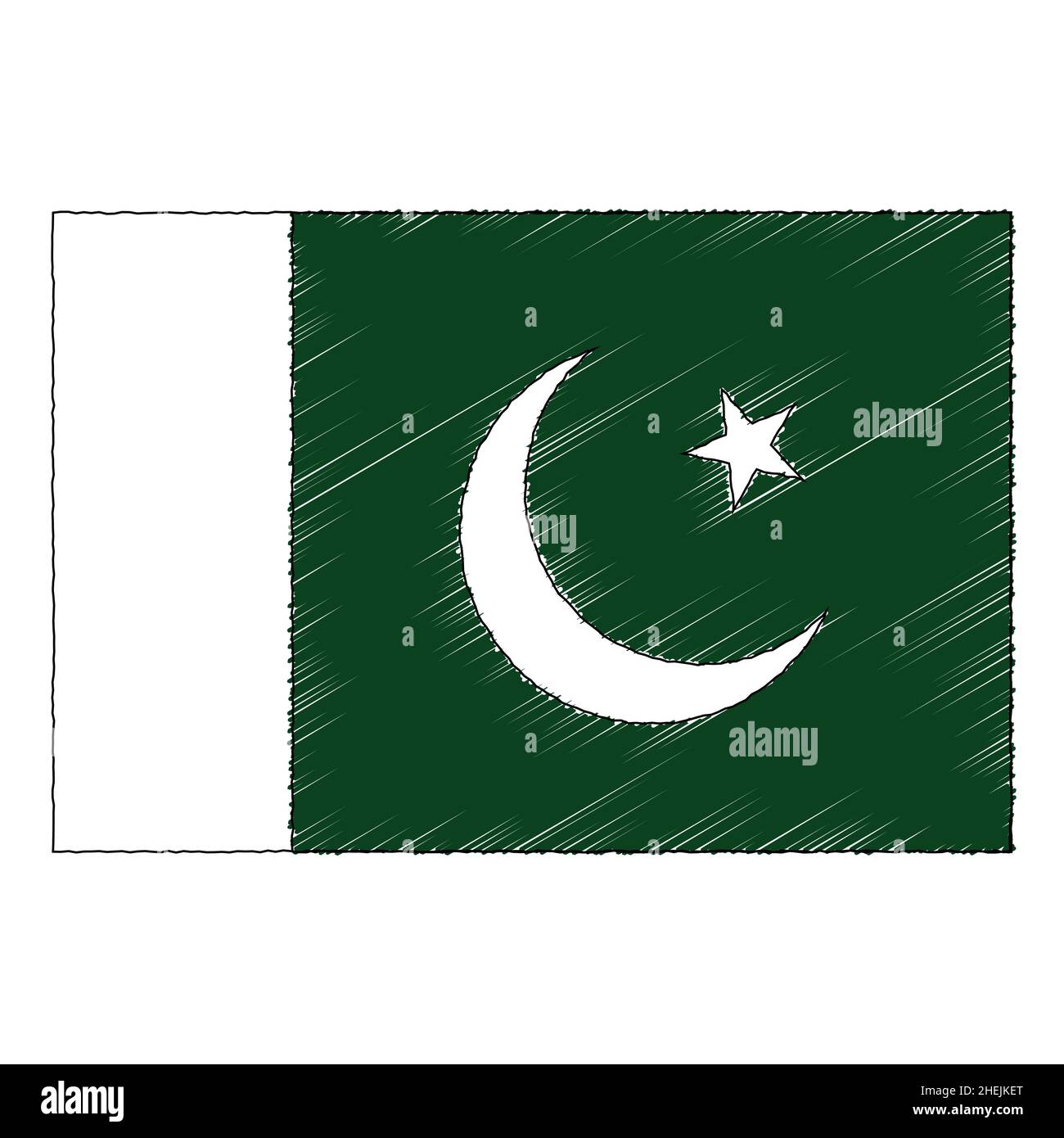 Hand drawn sketch flag of Pakistan. Doodle style vector icon Stock ...